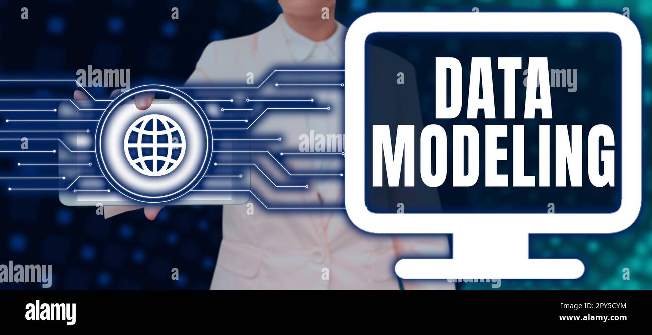 Hand writing sign Data Modeling. Business overview process of ...