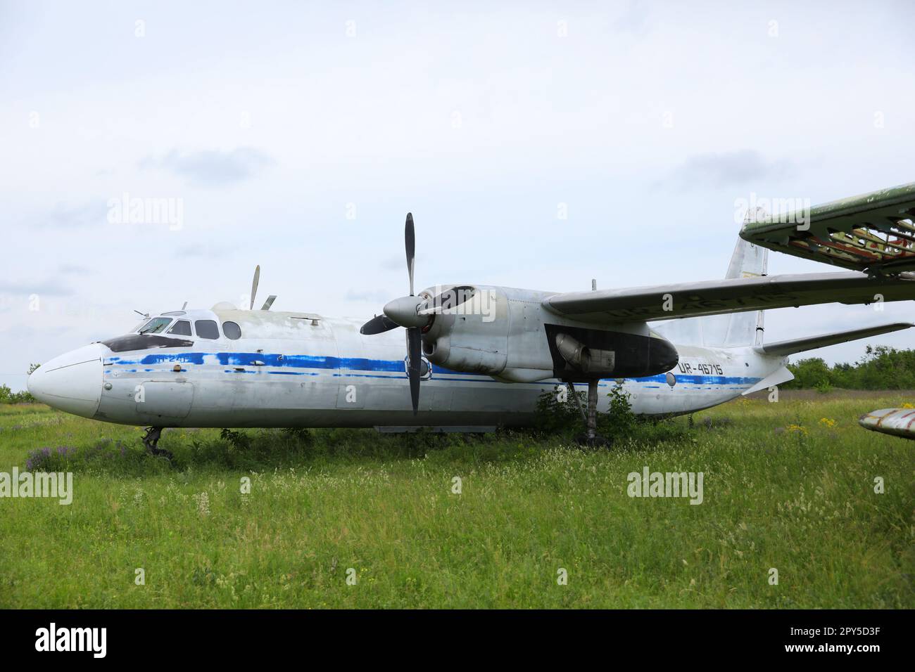 abandoned damaged russian military airplane Antonov An-24 Stock Photo ...