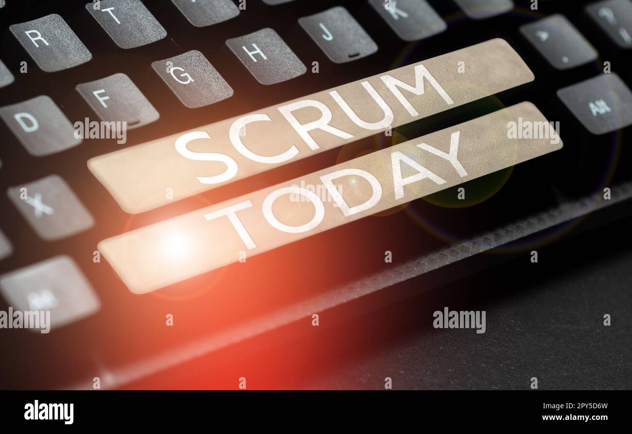 Sign displaying Scrum. Word for handwriting as distinct from print ...