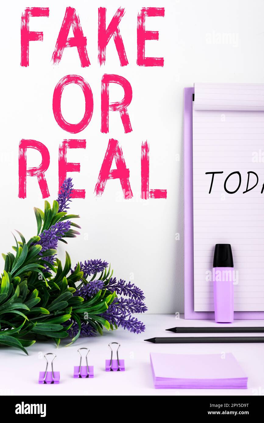 Writing displaying text Fake Or Real. Word Written on difference ...