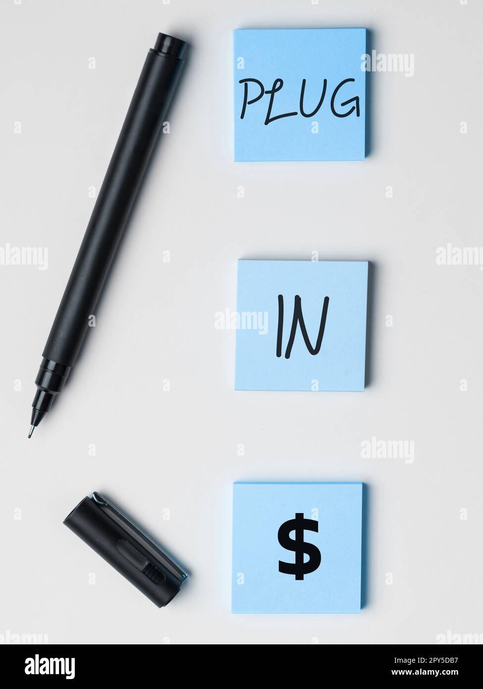 Text caption presenting Plug In. Word for putting device into ...