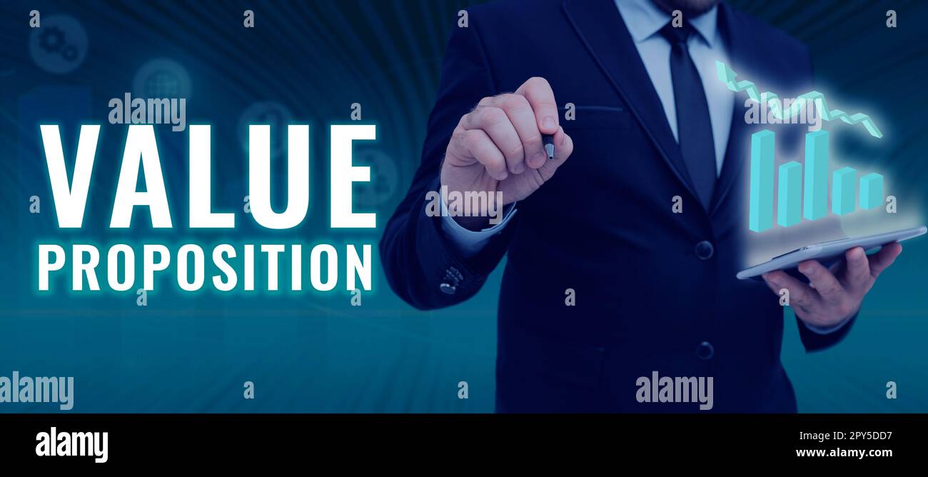 Sign displaying Value Proposition. Business showcase service make ...