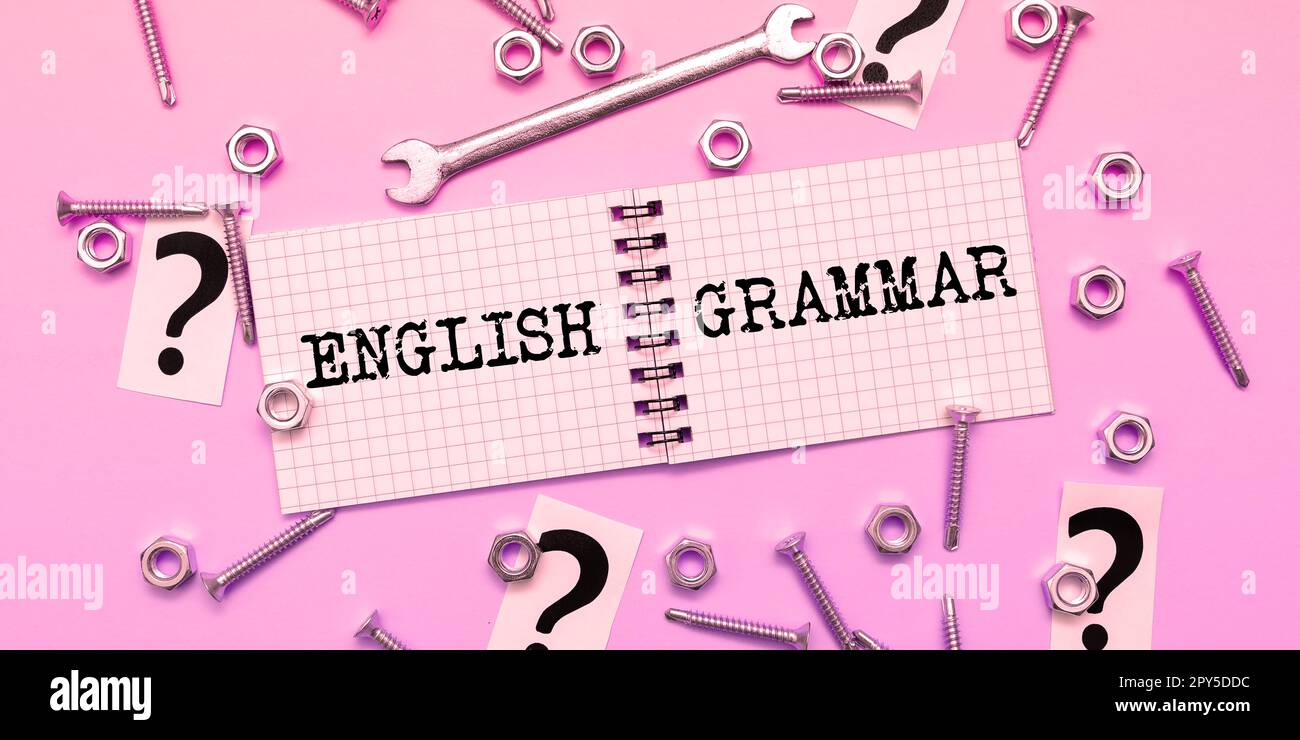 Text sign showing English Grammar. Word Written on courses cover all ...