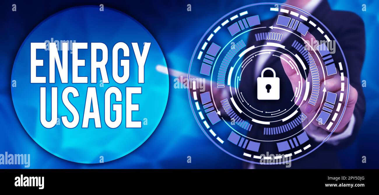 Text sign showing Energy Usage. Business idea Amount of energy consumed ...