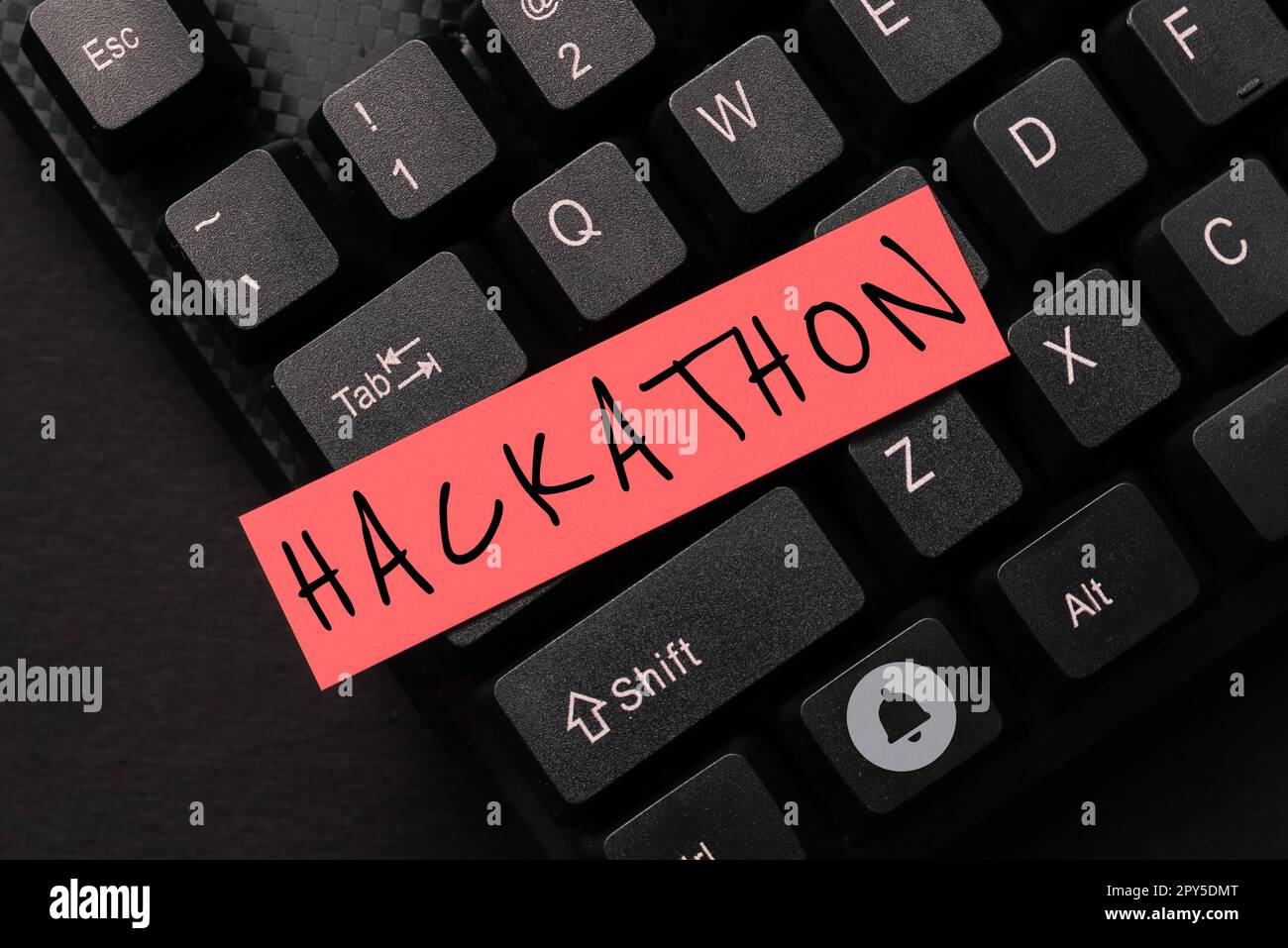 Text showing inspiration Hackathon. Business showcase event where large ... Text showing inspiration Hackathon. Business showcase event where large ...