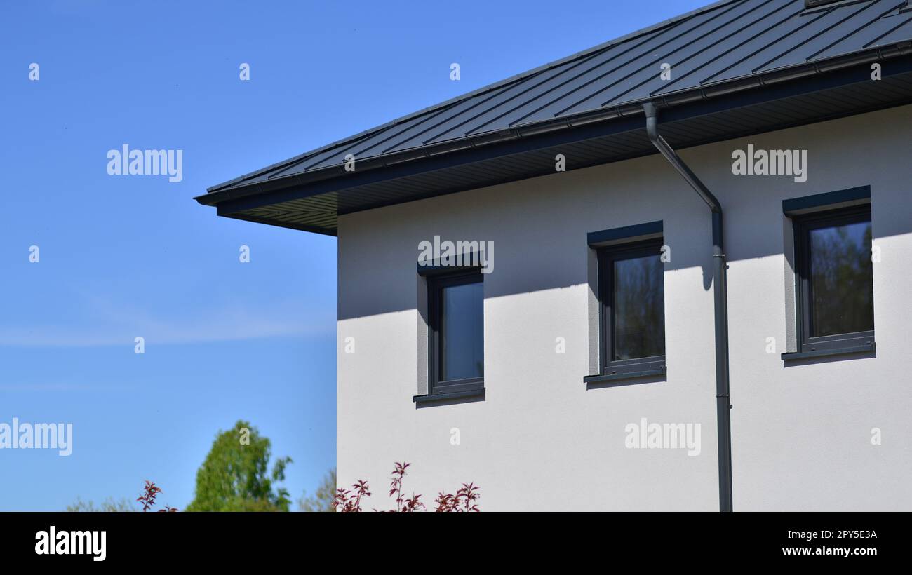 Terraced family homes in newly developed housing estate. The real ...