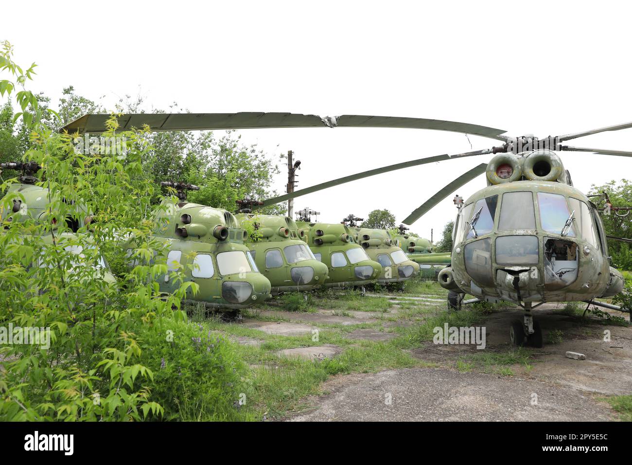 abandoned damaged russian military helicopter Mil Mi-2 Hoplite and Mil ...