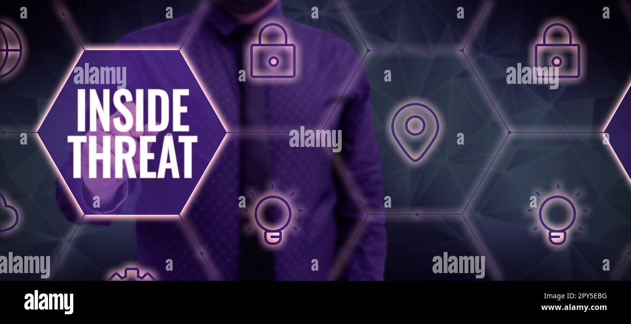 Text showing inspiration Inside Threat. Business overview Information ...