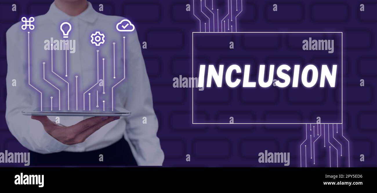 Text Sign Showing Inclusion Internet Concept Action State Including Of Being Included Within