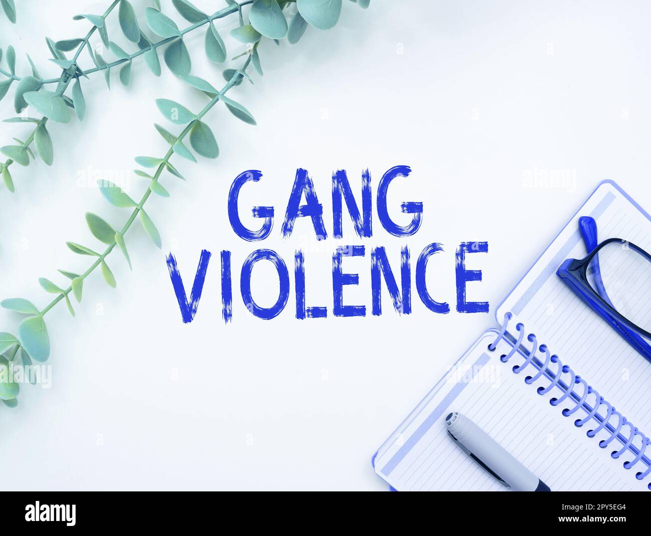 Handwriting text Gang Violence. Business overview infringement of the ...