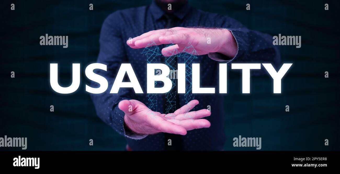Sign displaying Usability. Concept meaning A word assosiated with how ...
