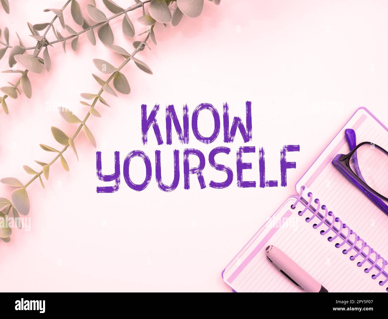 Hand writing sign Know Yourself. Concept meaning Find You Understanding ...