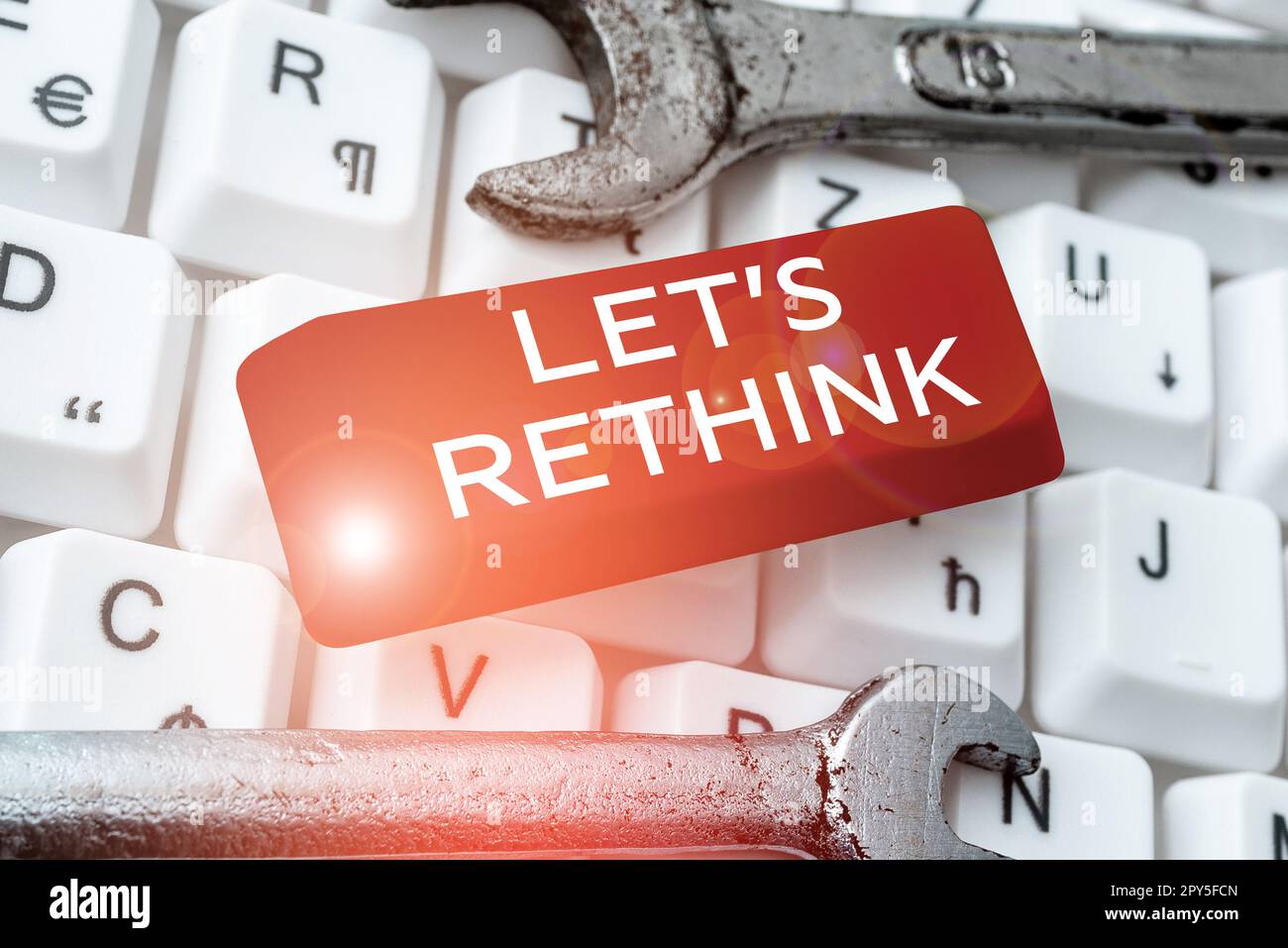 Conceptual display Let's Rethink. Business showcase an Afterthought To ...