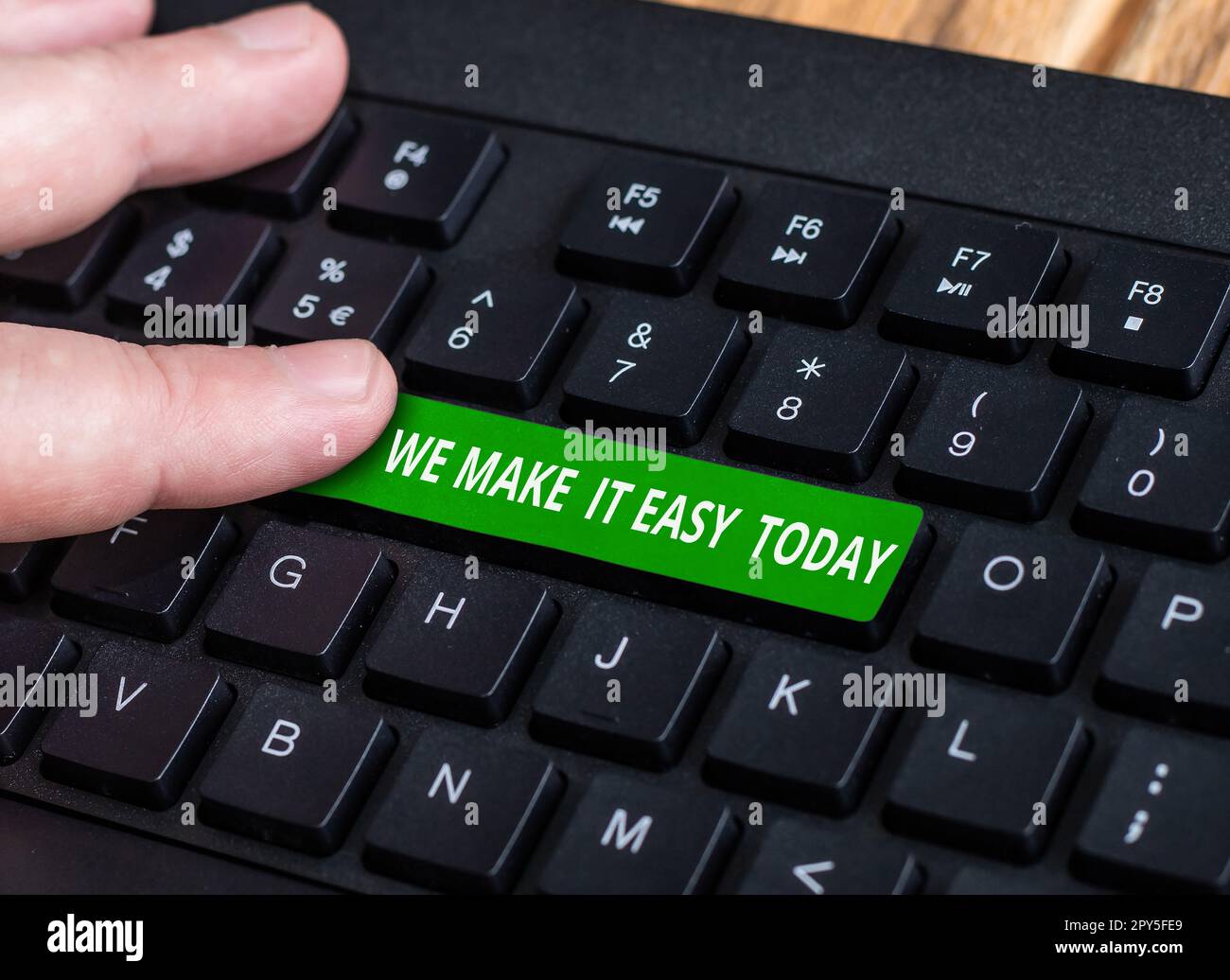 Hand writing sign We Make It Easy Today. Business approach Offering ...