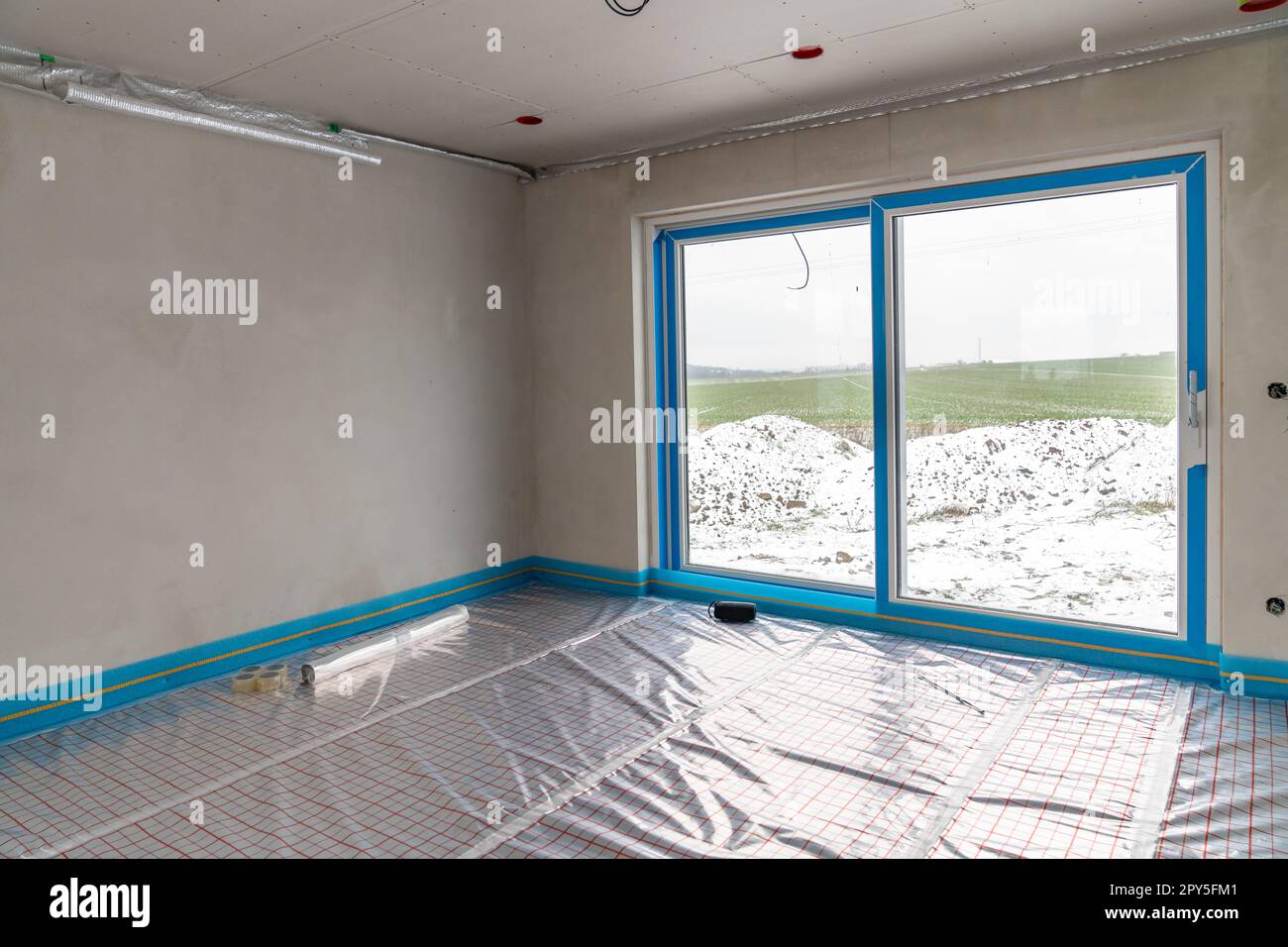 preparation of the room on the construction site for the installation ...