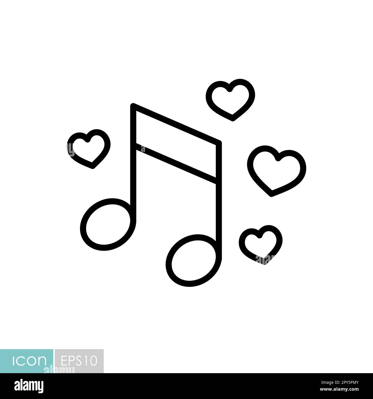 Musical note with heart sign isolated icon. Vector illustration ...