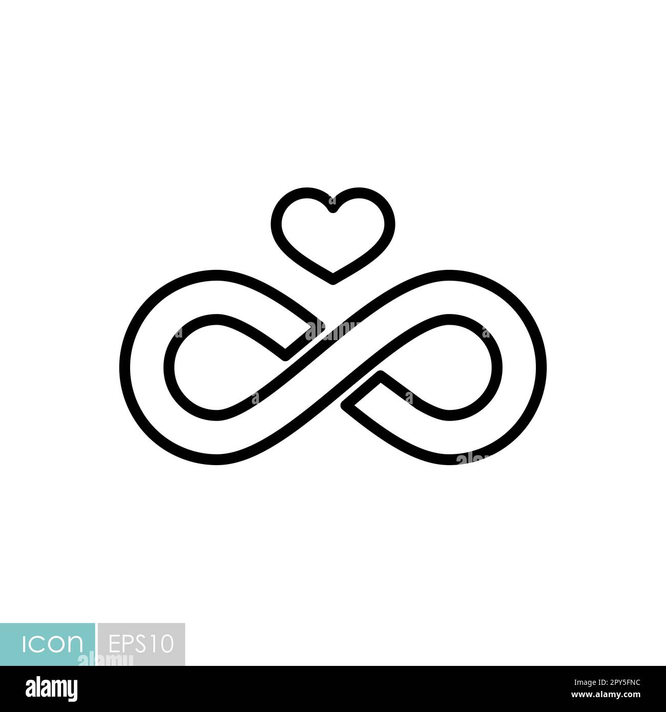 Infinity sign and heart symbol of eternal love isolated icon. Vector ...