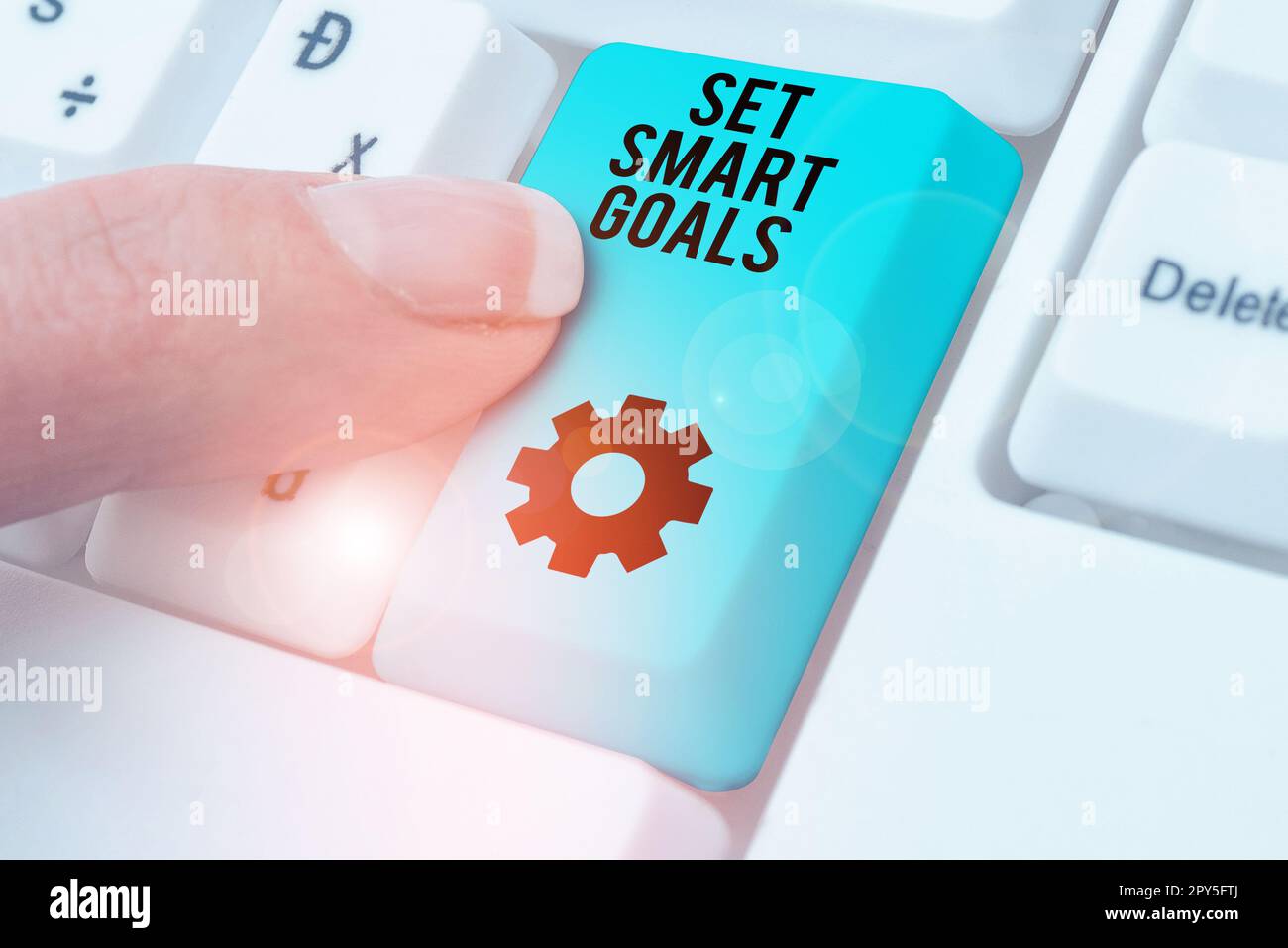 Hand writing sign Set Smart Goals. Business approach Establish ...