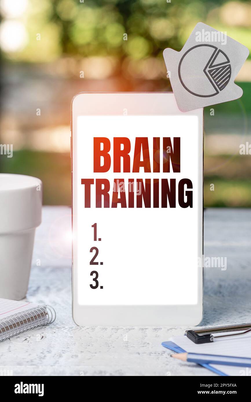 Conceptual caption Brain Training. Business showcase mental activities ...