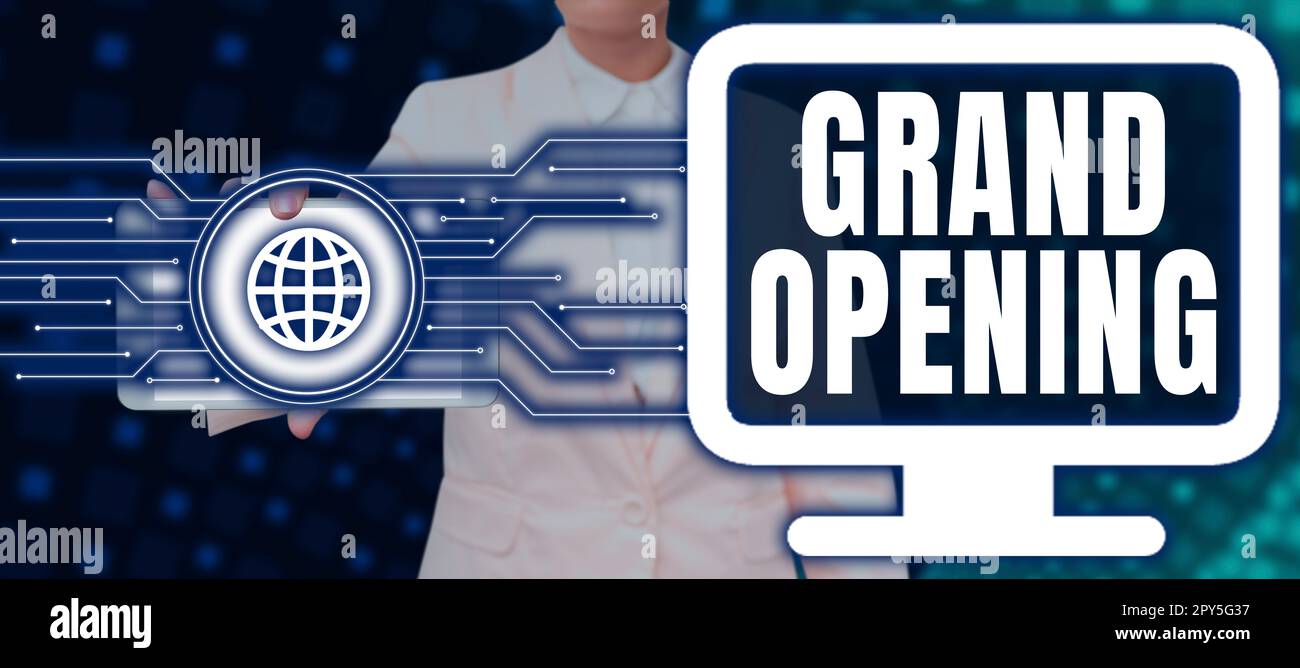 Conceptual display Grand Opening. Business overview Ribbon Cutting New ...