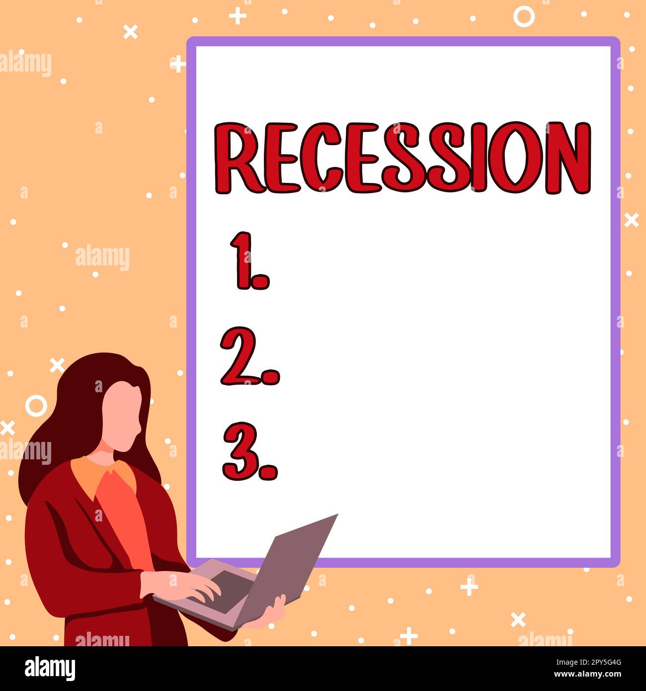 Sign displaying Recession. Business approach the process of progressive decrease in growing ...