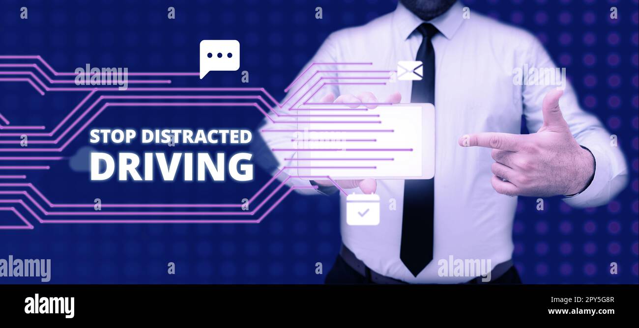 Text caption presenting Stop Distracted Driving. Internet Concept ... Text caption presenting Stop Distracted Driving. Internet Concept ...