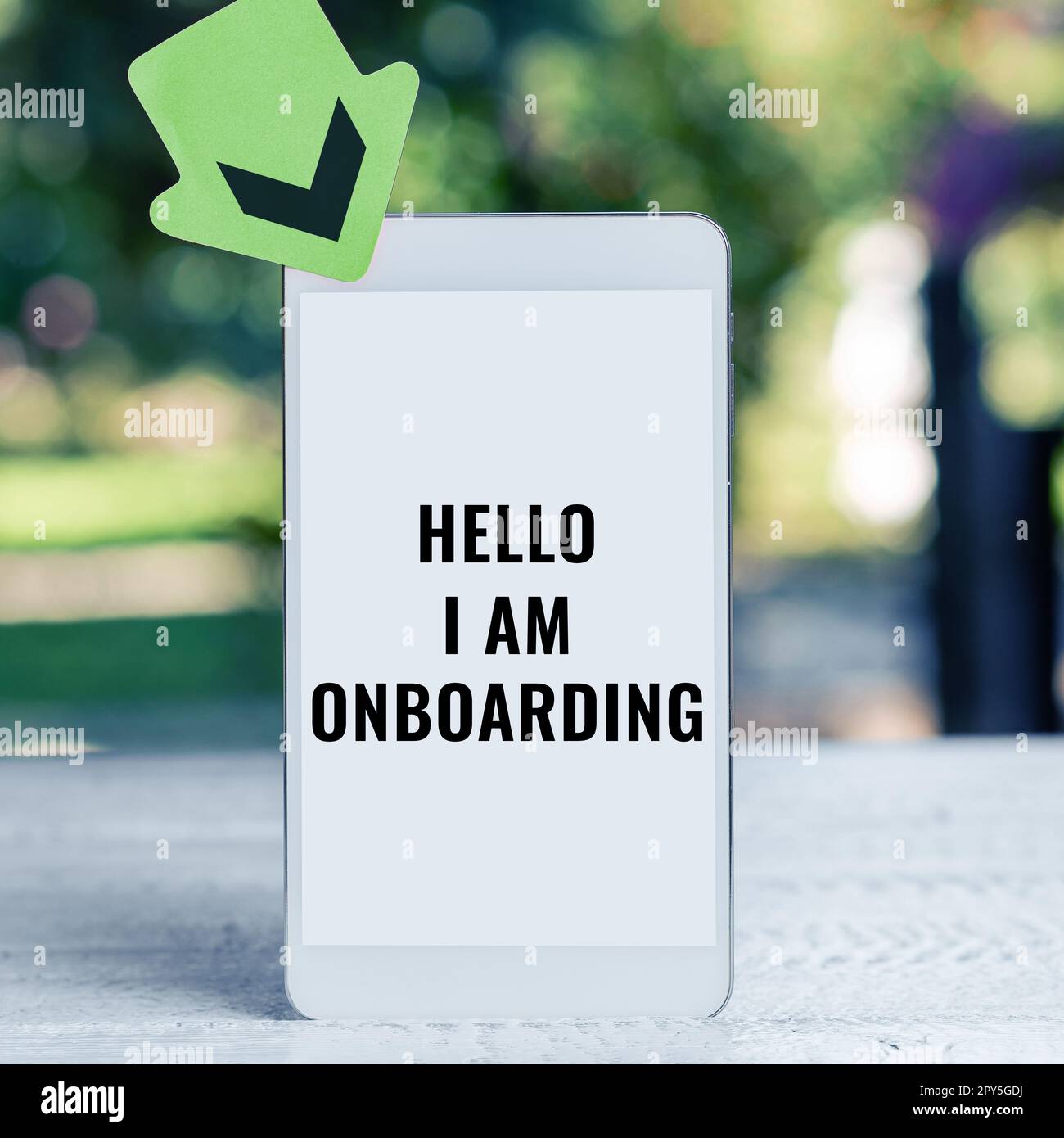Text showing inspiration Hello I Am Onboarding. Business idea Action Process of integrating a ...