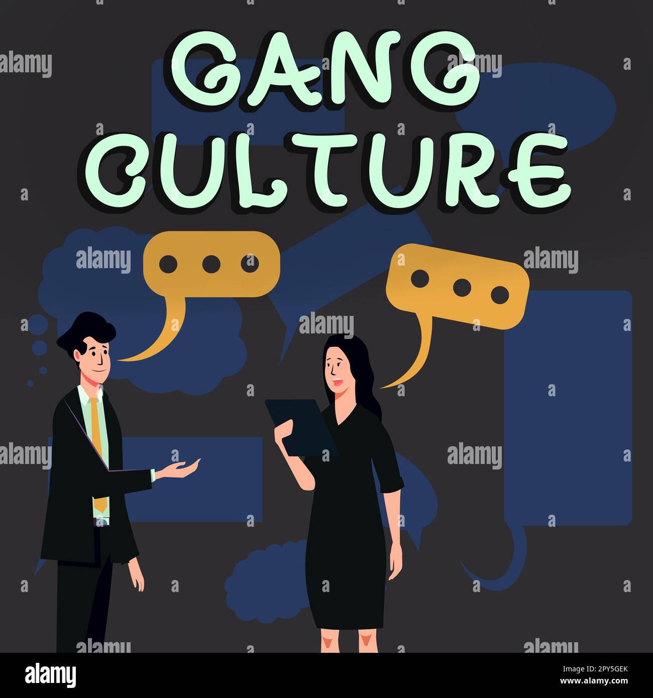 Text caption presenting Gang Culture. Concept meaning particular ...