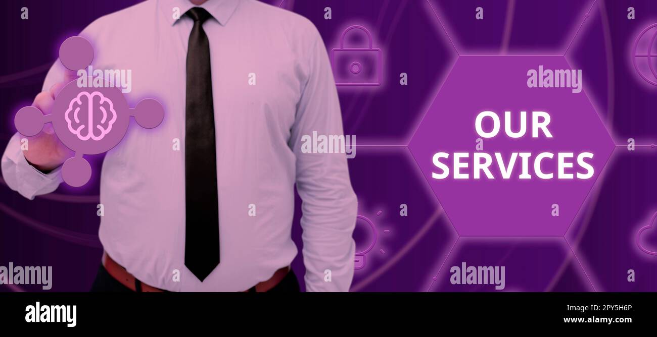 Text sign showing Our Services. Business idea The occupation or ...