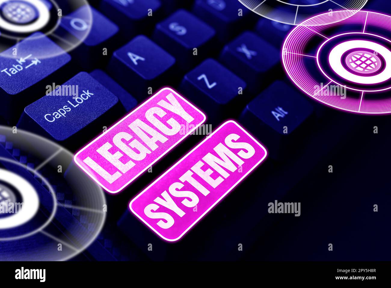 Writing displaying text Legacy Systems. Business showcase old method ...