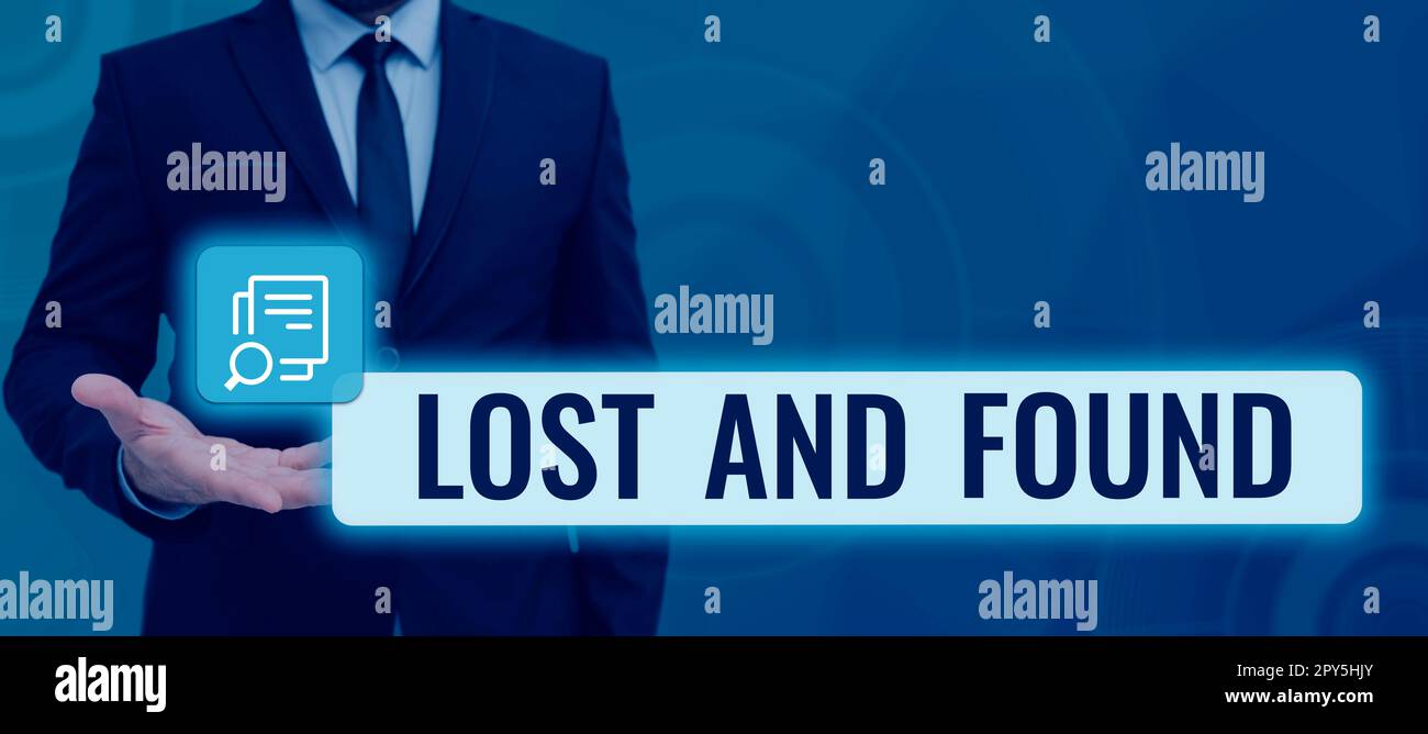 Text caption presenting Lost And Found. Business approach Place where ...