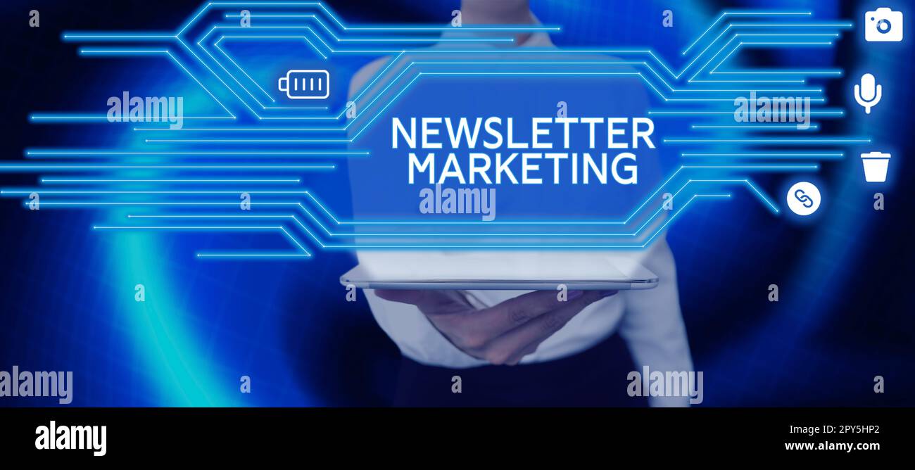 Inspiration showing sign Newsletter Marketing. Word for act of sending ...