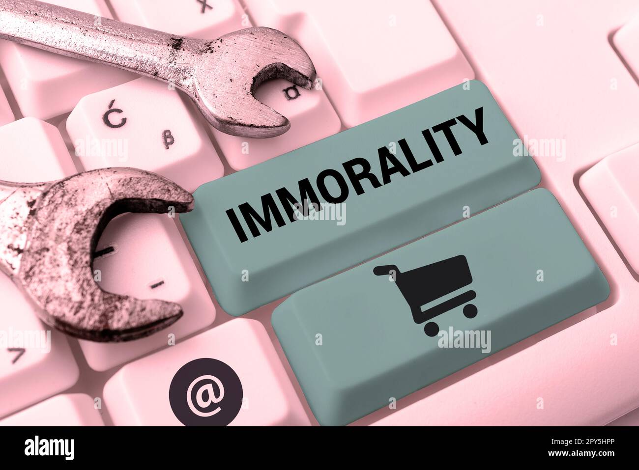 Conceptual caption Immorality. Business showcase the state or quality ...