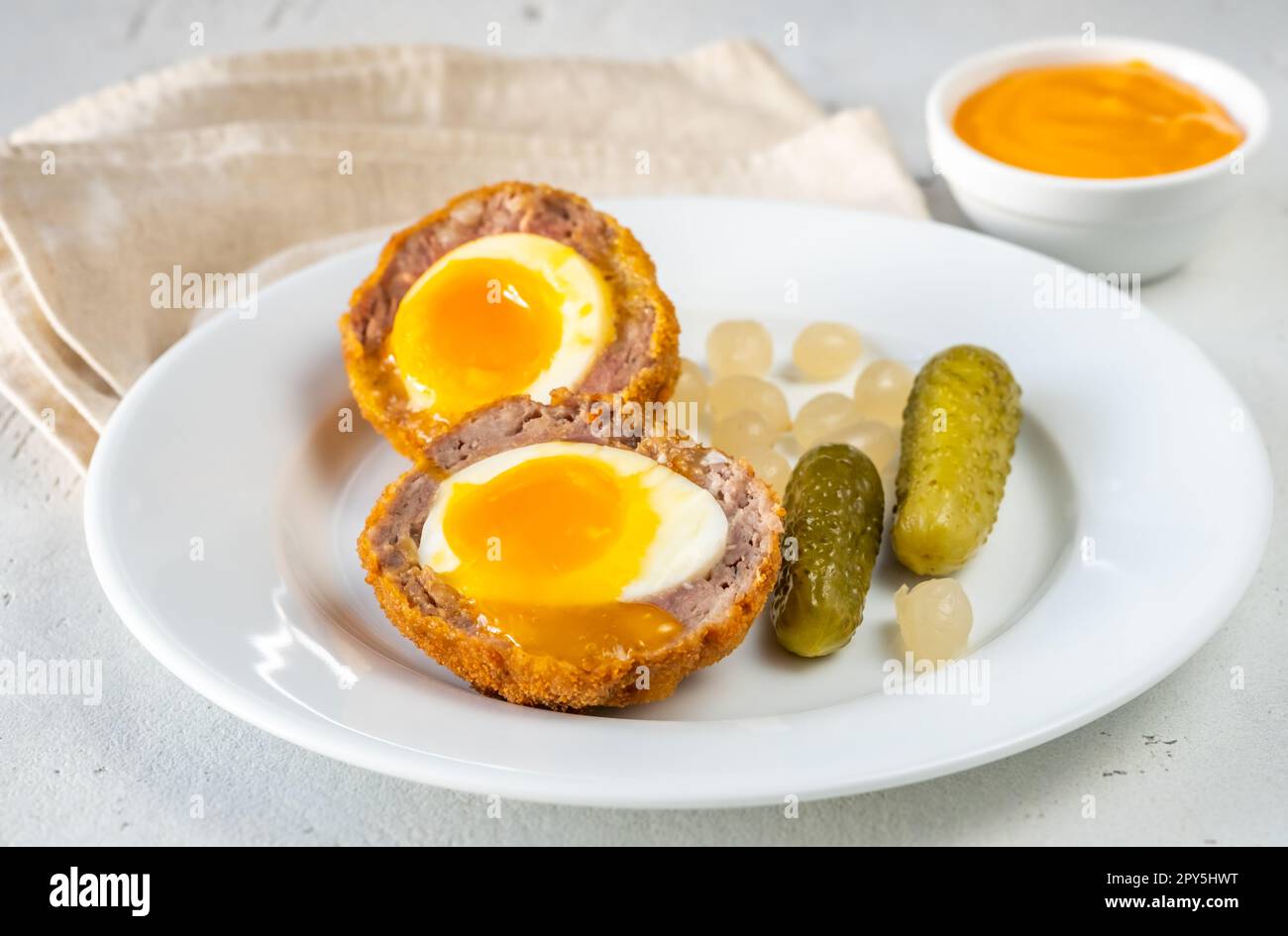 Portion of Scotch egg Stock Photo - Alamy