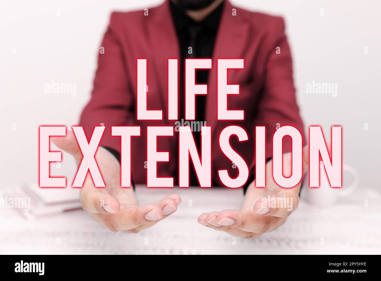 Hand writing sign Life Extension. Internet Concept able to continue ...