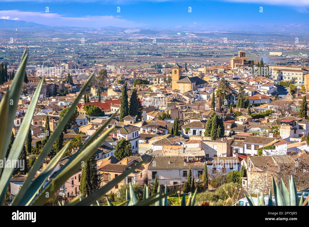 Ancient Albayzin neighbourhood in Granada panoramic view Stock Photo ...