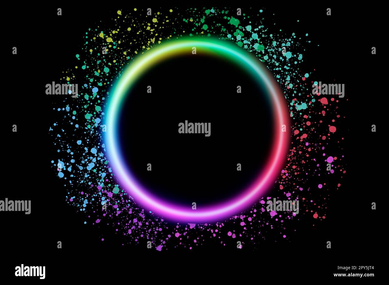 colorful circle frame circle light frame on black background Stock ...