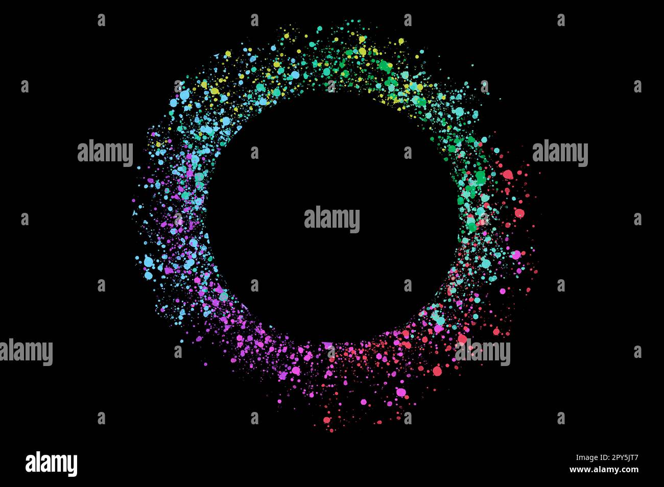 colorful circle frame circle light frame on black background Stock ...