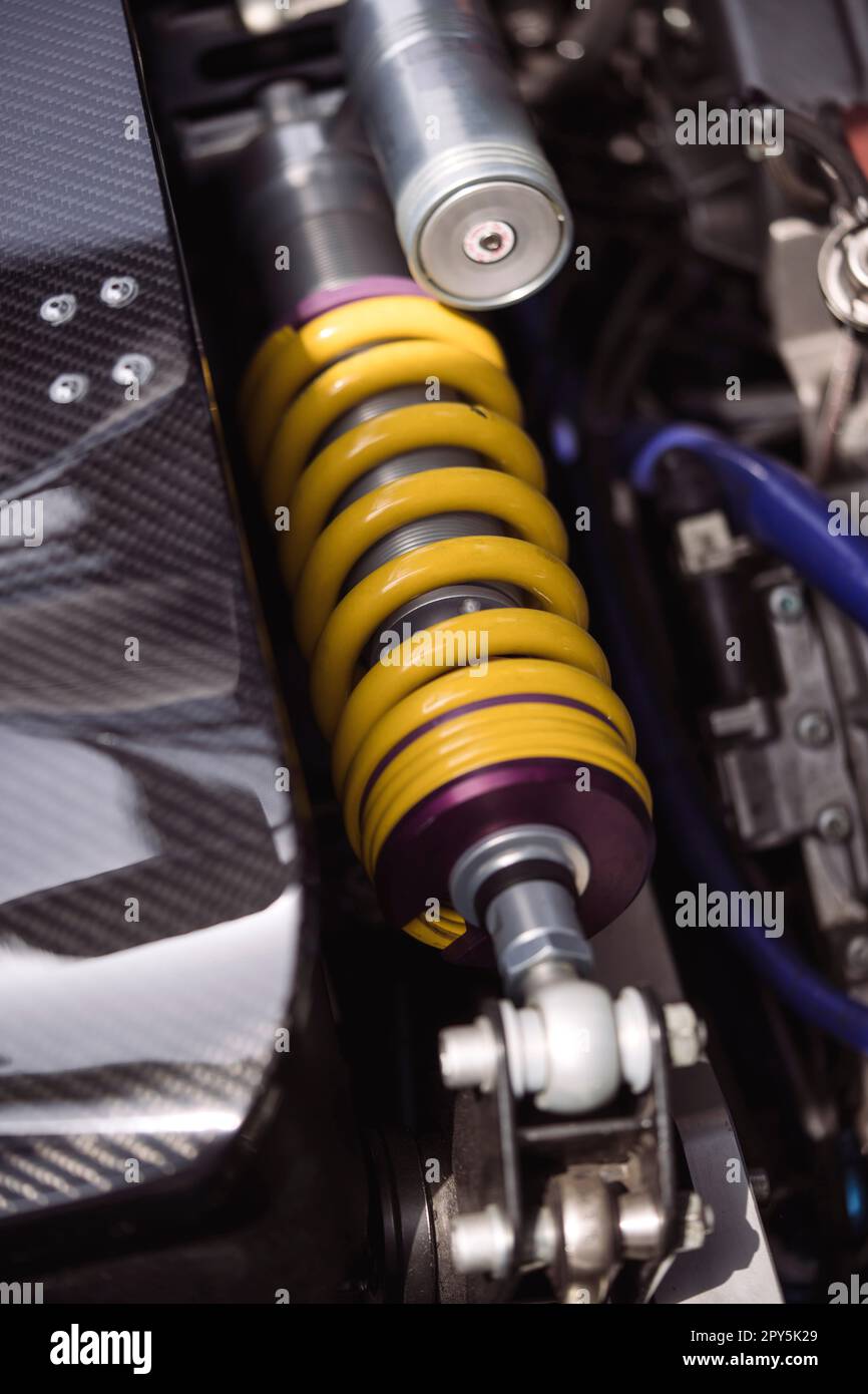 Motorcycle shock absorber with metallic springs Stock Photo - Alamy