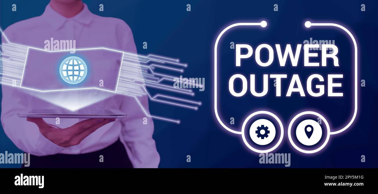Text caption presenting Power Outage. Concept meaning The ability to ...
