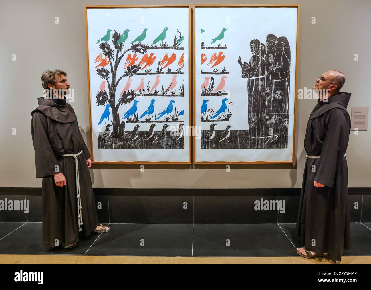 London, UK. 03rd May, 2023. Andrea Butner, Sermon to the Birds, woodcut ...