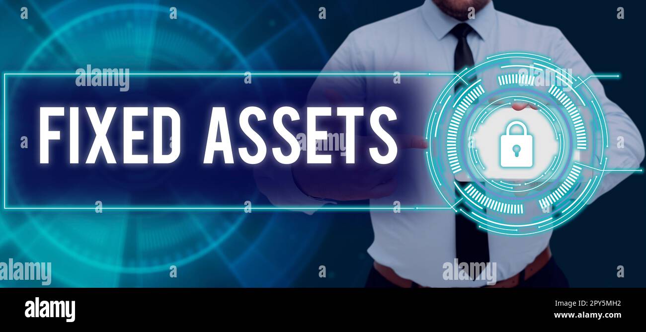 Hand writing sign Fixed Assets. Business concept long-term tangible ...