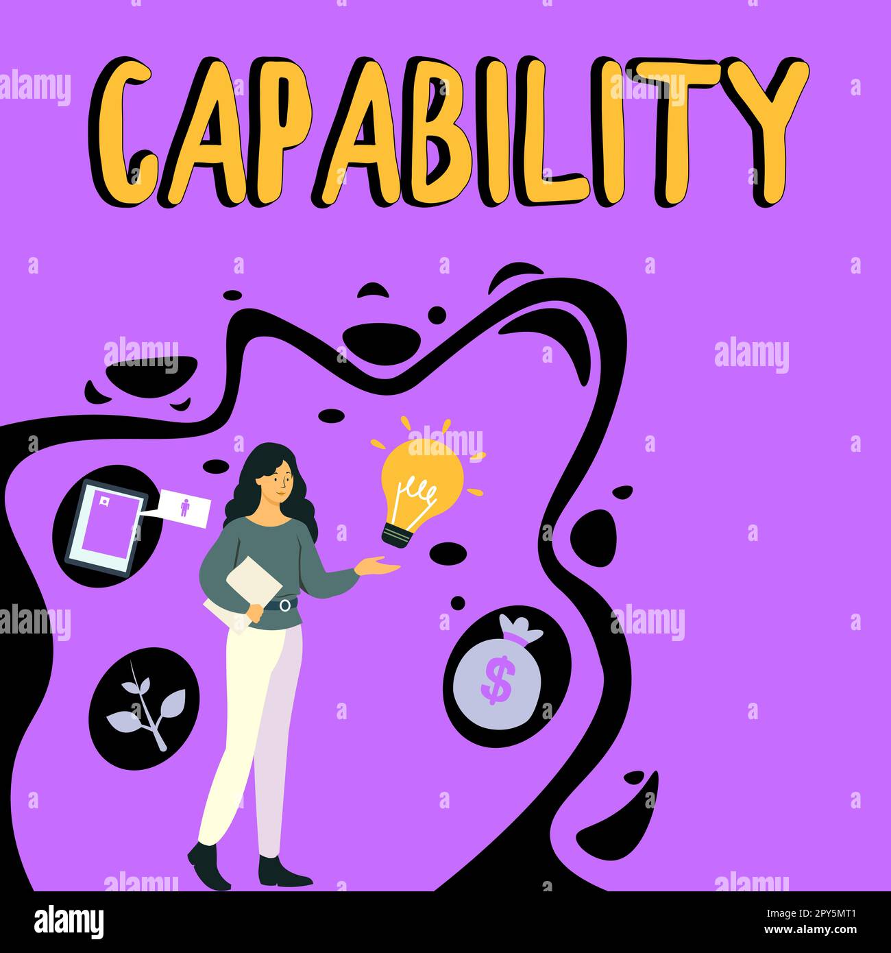 Text caption presenting Capability. Business overview the facility or potential for an indicated ...