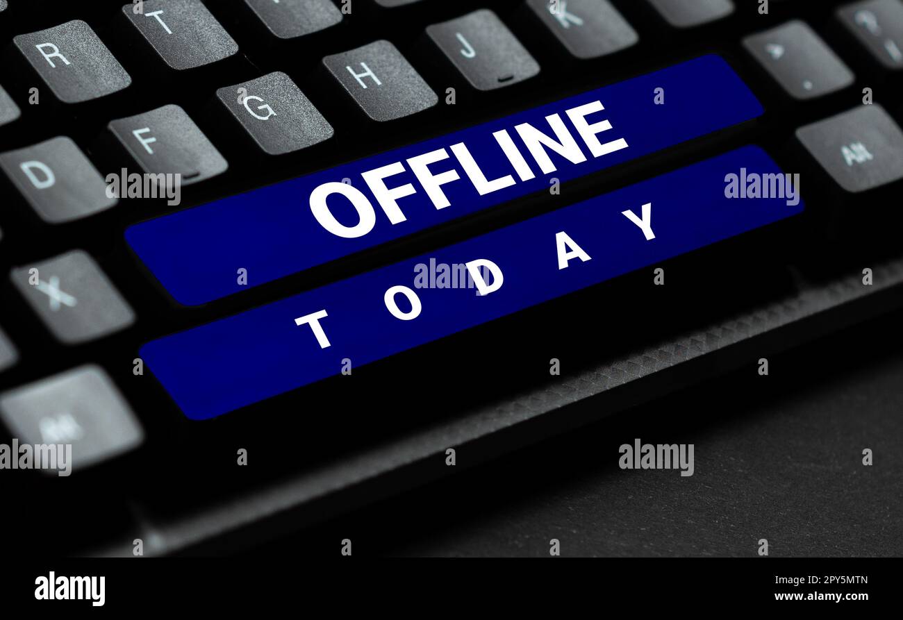 Sign displaying Offline. Internet Concept Not having directly connected ...