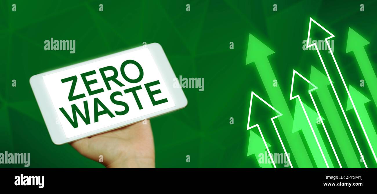 Writing displaying text Zero Waste. Word Written on industrial responsibility includes ...