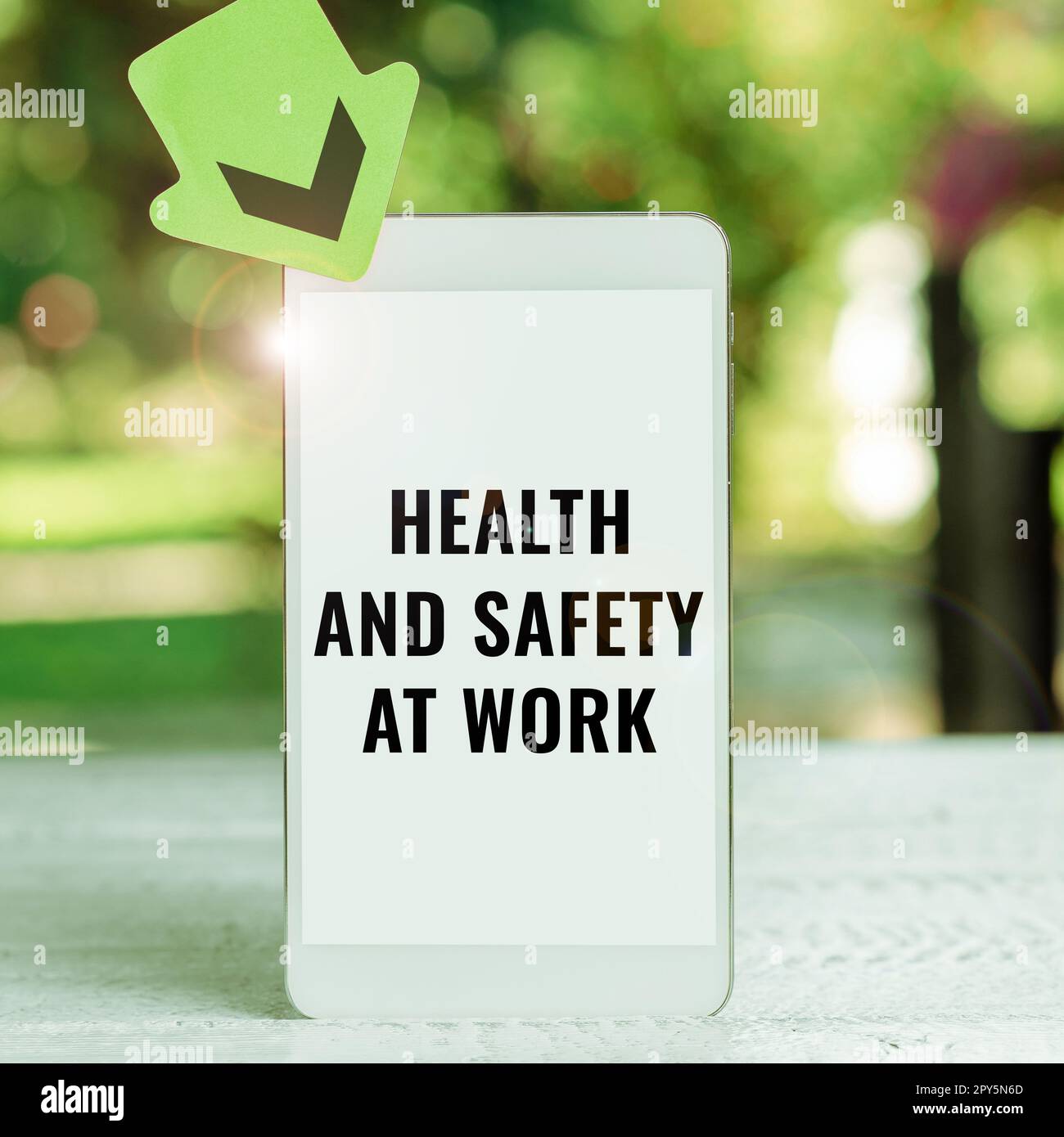 Sign displaying Health And Safety At Work. Business overview Secure ...