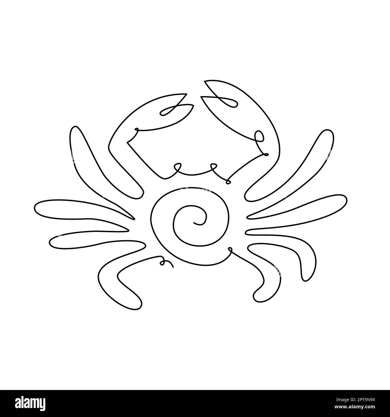 Crab Line Art Vector Cute Crab Continuous Line Drawing Vector For Print Summer Poster Card