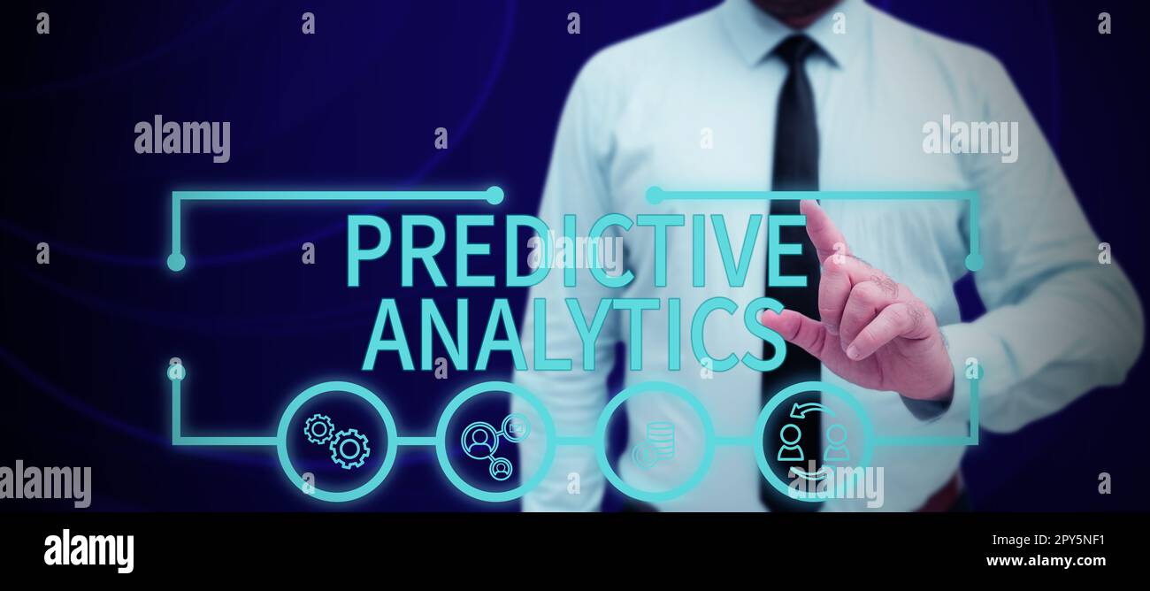 Hand writing sign Predictive Analytics. Concept meaning Optimize ...