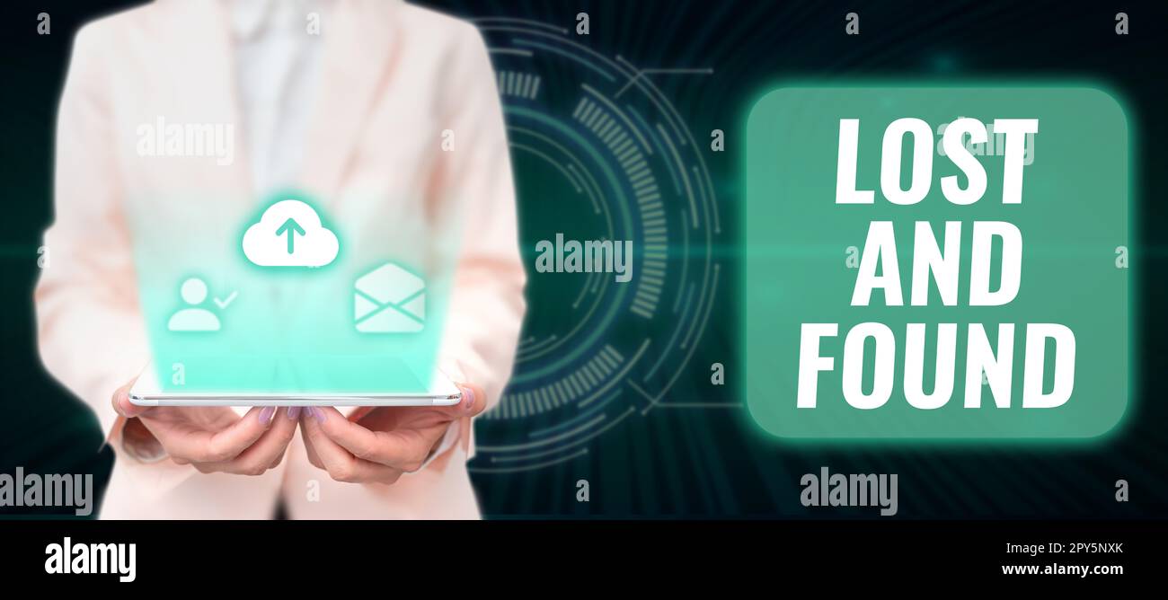 Conceptual display Lost And Found. Business showcase Place where you ...