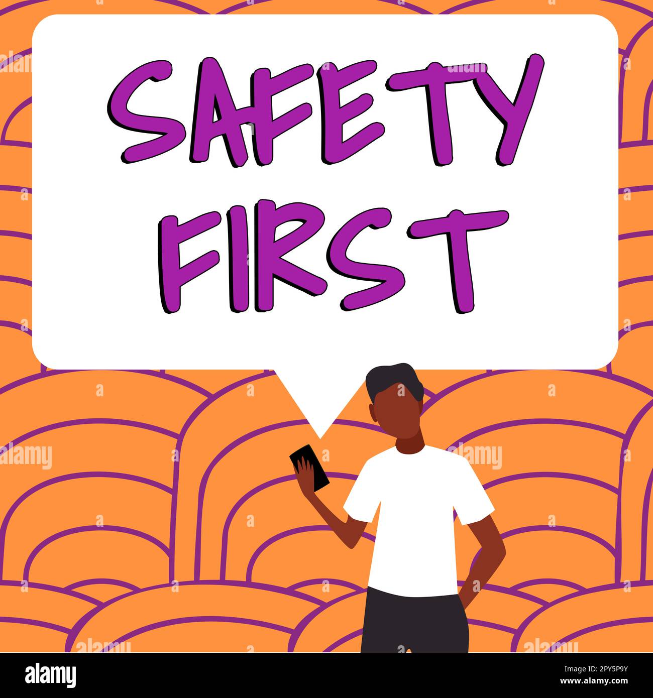 Text showing inspiration Safety First. Business concept Avoid any ...